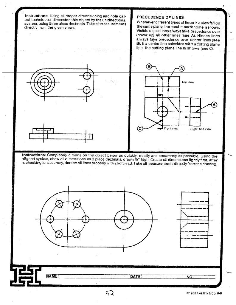 Solved Instructions: Using all proper dimensioning and hole | Chegg.com
