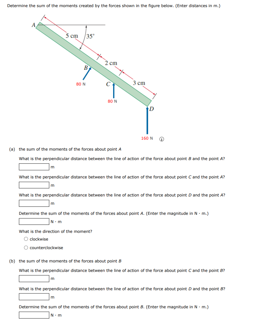Solved Determine the sum of the moments created by the | Chegg.com