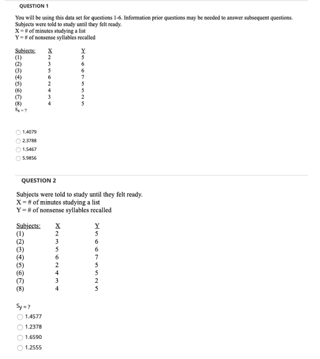 Solved QUESTION 1 You will be using this data set for | Chegg.com