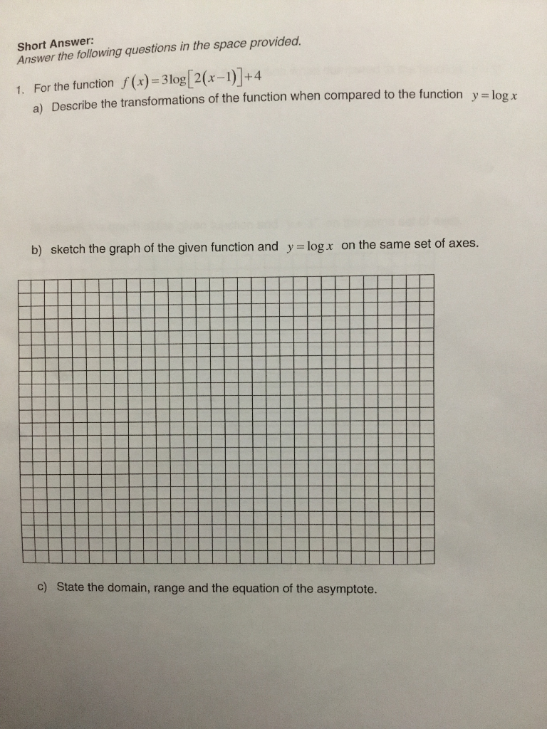 Solved Short Answer: Answer the following questions in the | Chegg.com