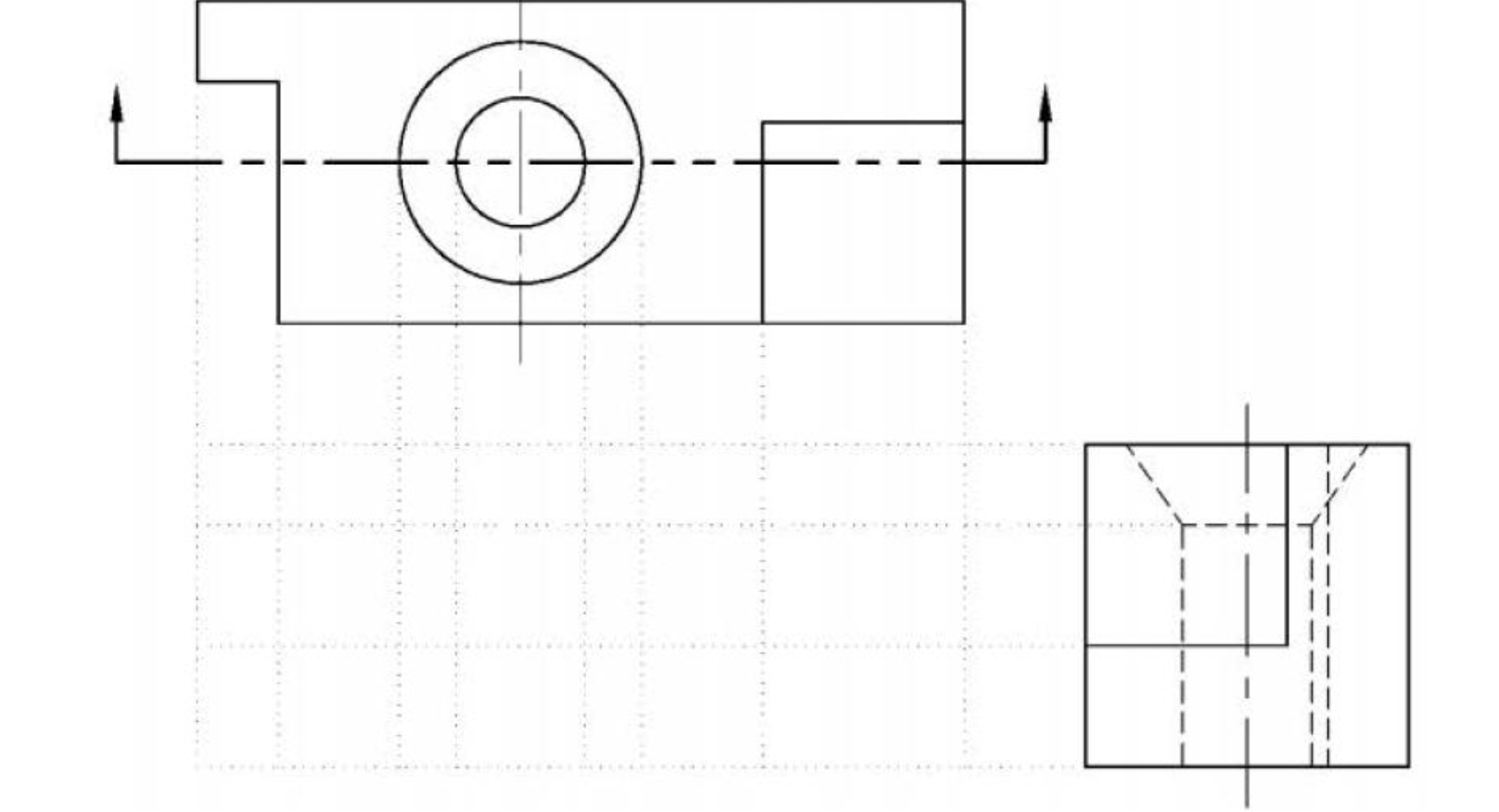 Solved Complete the full section view in the front view | Chegg.com
