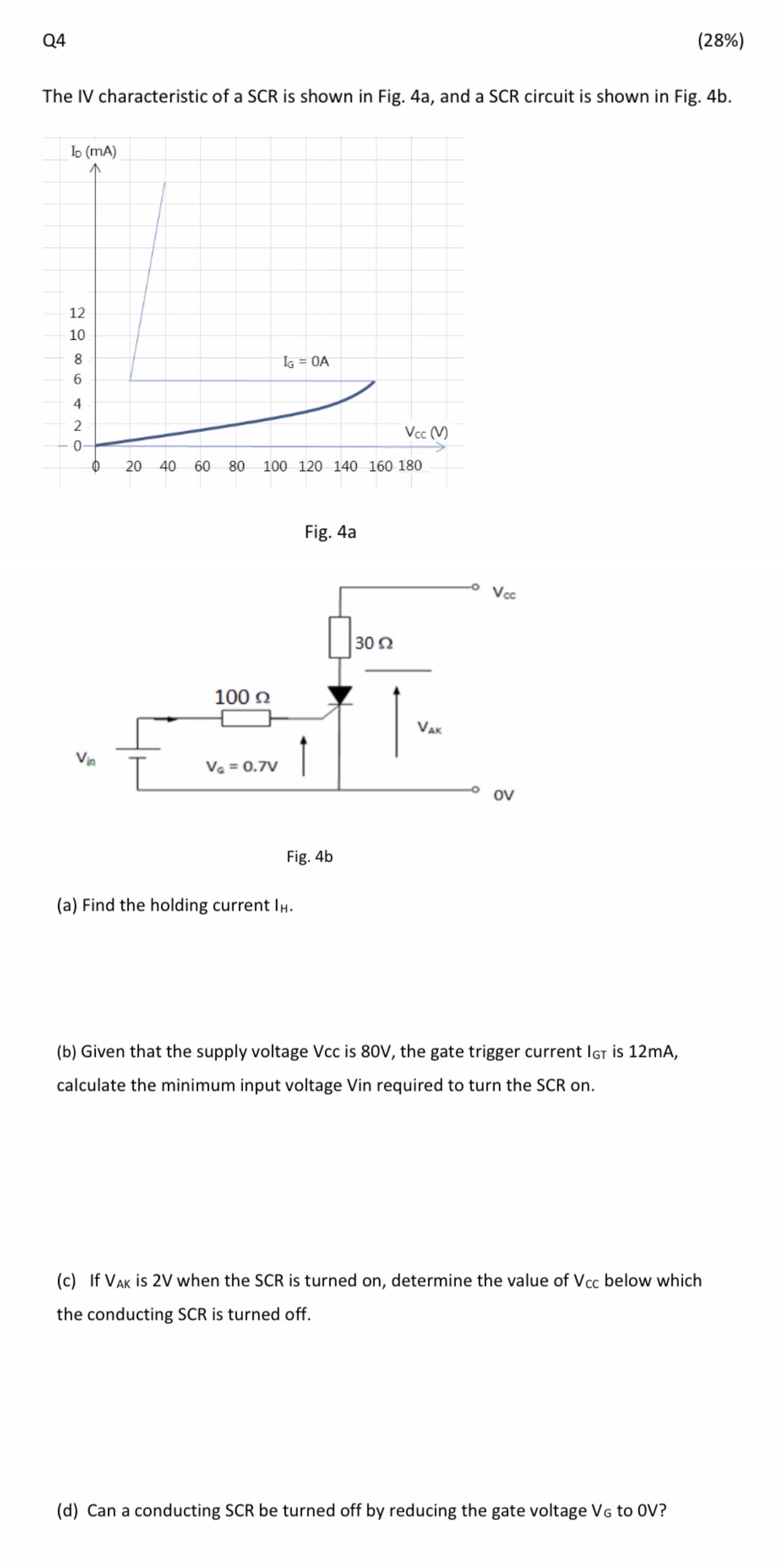 Solved The IV characteristic of a SCR is shown in Fig. 4a, | Chegg.com