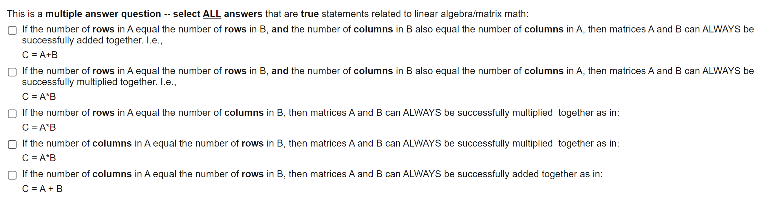 Solved This is a multiple answer question −− select ALL | Chegg.com