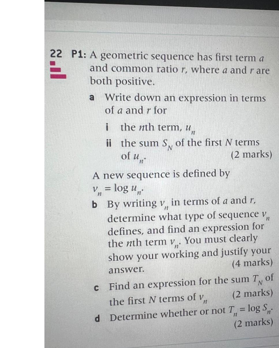 Solved 1: A geometric sequence has first term a and common | Chegg.com