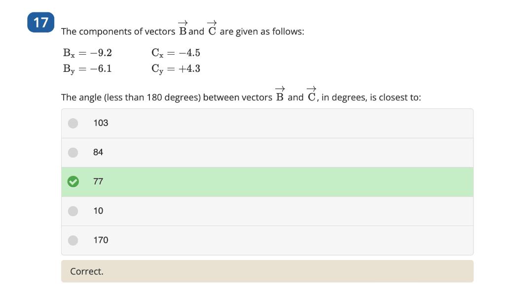 Solved The components of vectors B and C are given as | Chegg.com