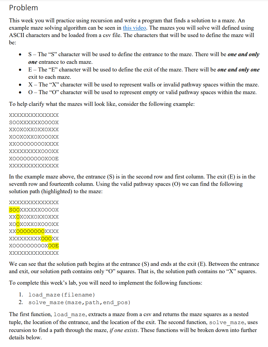 Problem This week you will practice using recursion | Chegg.com