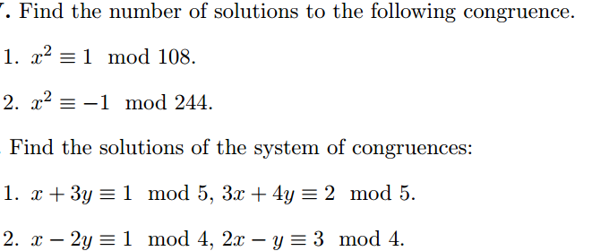 Solved . Find the number of solutions to the following | Chegg.com