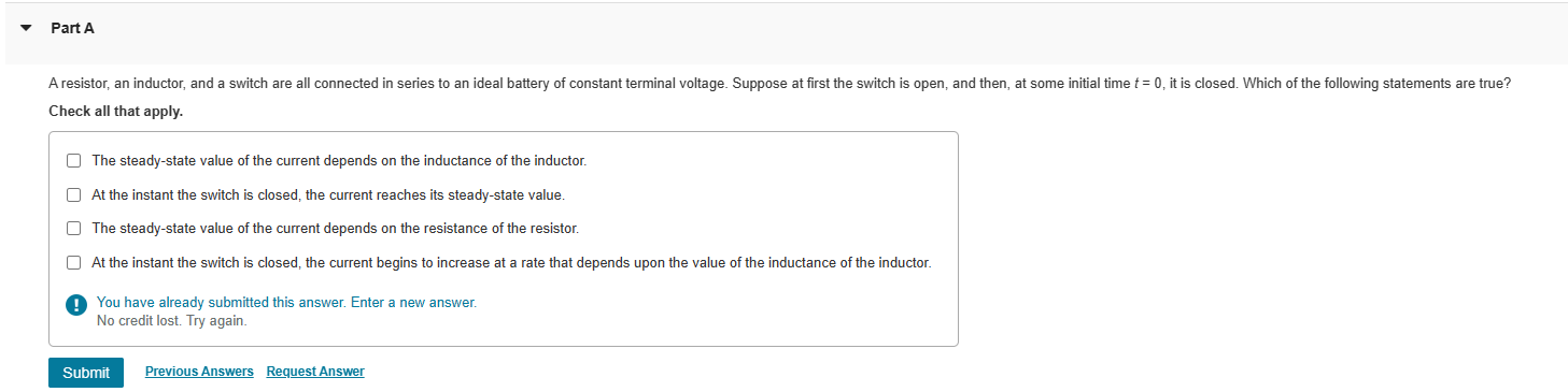 Solved Check all that apply. The steady-state value of the | Chegg.com