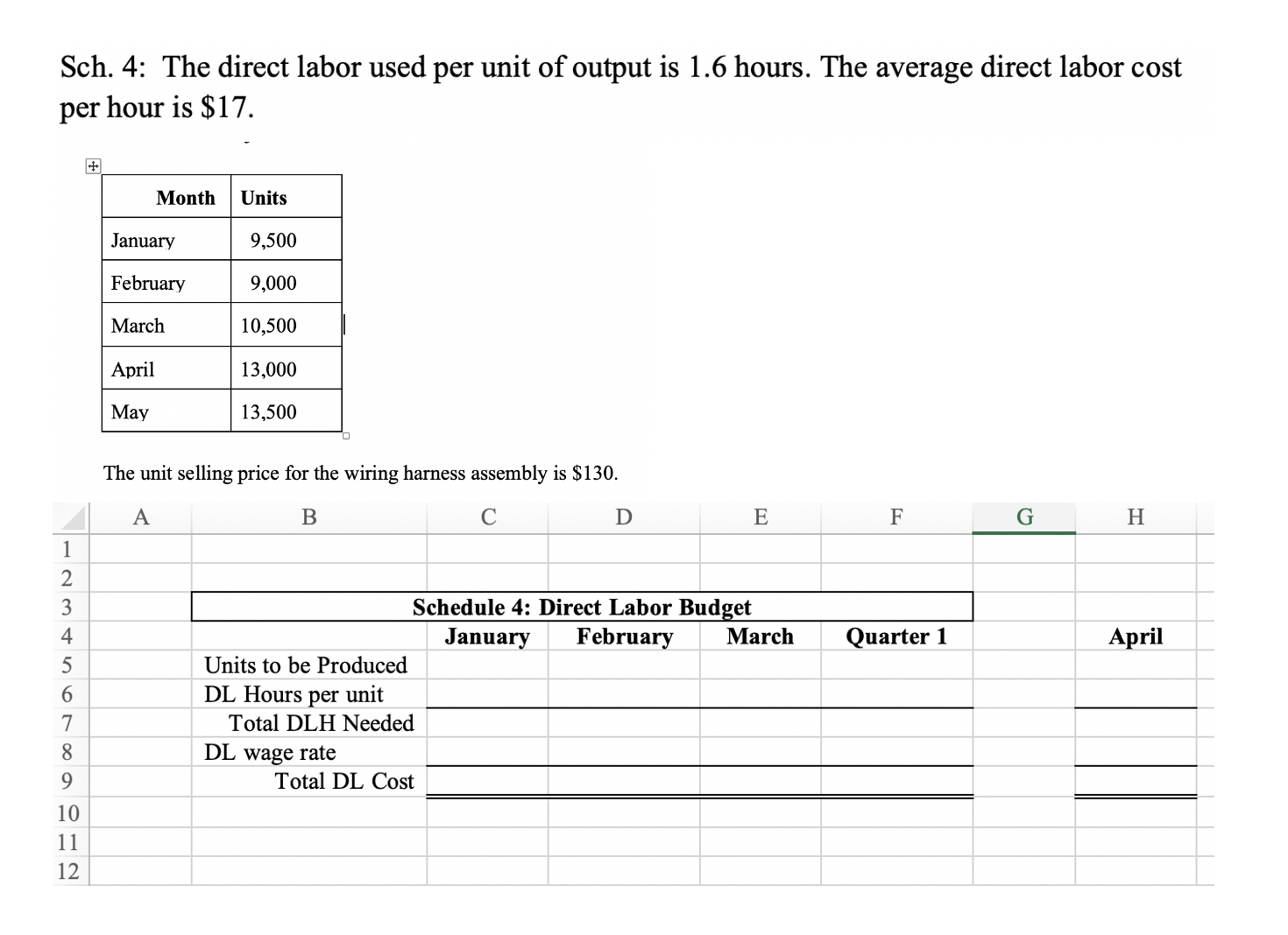 Solved Sch. 4: The direct labor used per unit of output is | Chegg.com