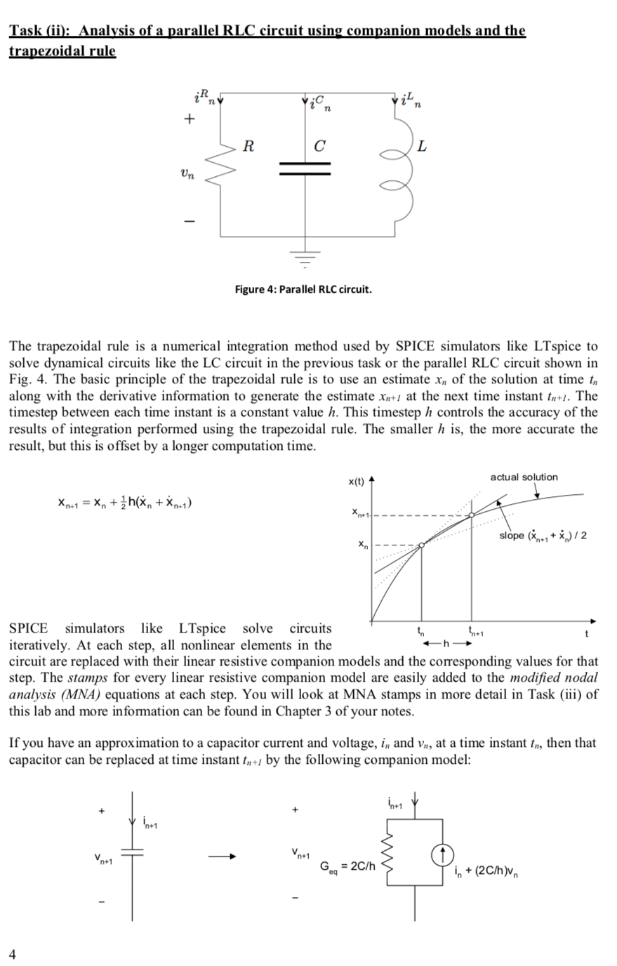 Task (ii): Analysis of a parallel RLC circuit using | Chegg.com