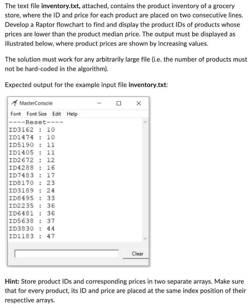 Solved The text file inventory.txt, attached, contains the | Chegg.com
