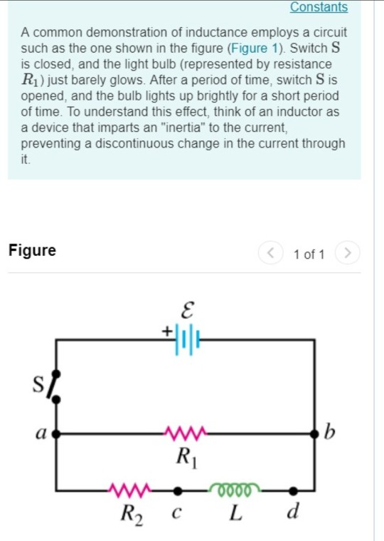 Solved Constants A common demonstration of inductance | Chegg.com