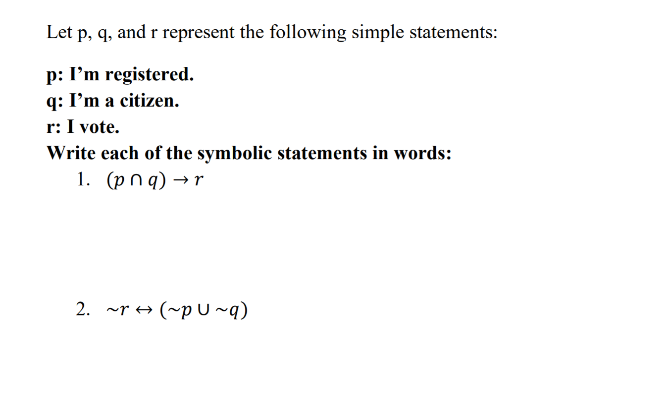 Solved Let p, q, and r represent the following simple | Chegg.com