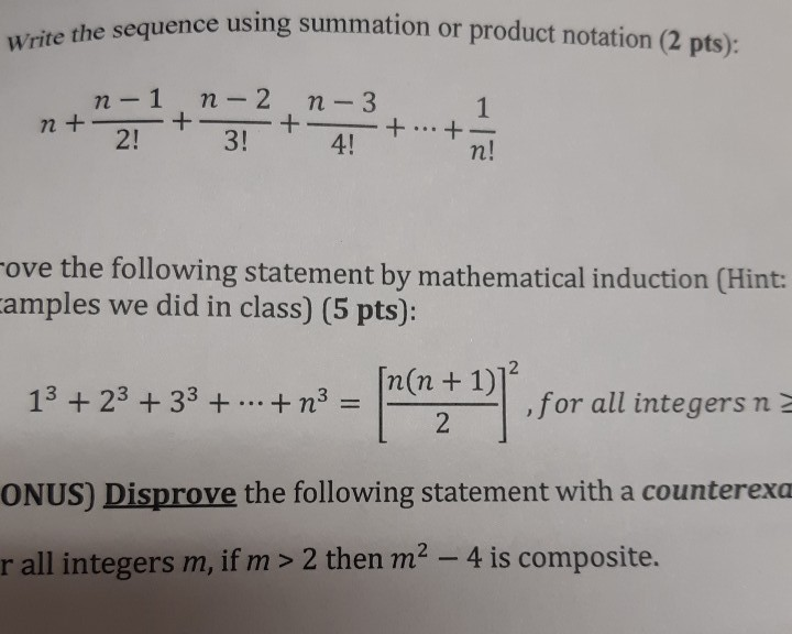 Solved ce the sequence using summation or product notation | Chegg.com