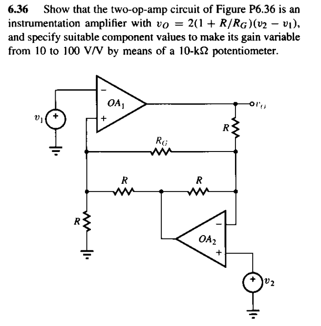 Solved 6.36 Show that the two-op-amp circuit of Figure P6.36 | Chegg.com