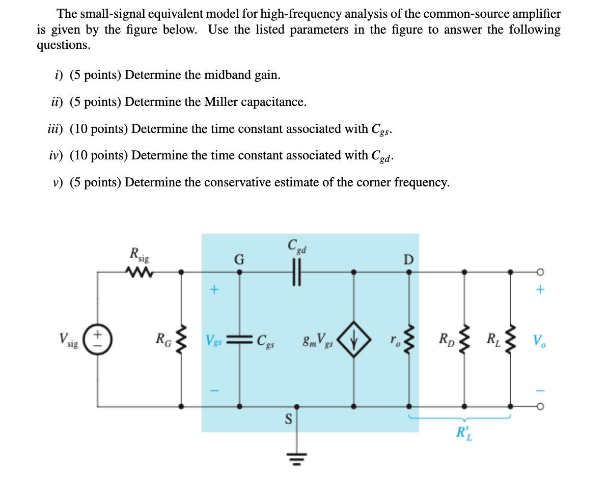 Solved The small-signal equivalent model for high-frequency | Chegg.com