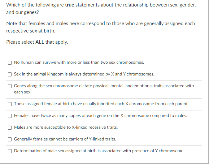 Solved Which Of The Following Are True Statements About The