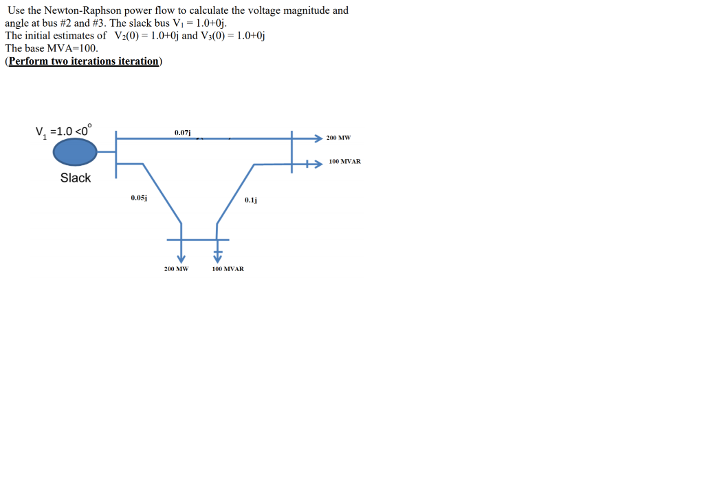 Solved Use the Newton-Raphson power flow to ﻿calculate the | Chegg.com