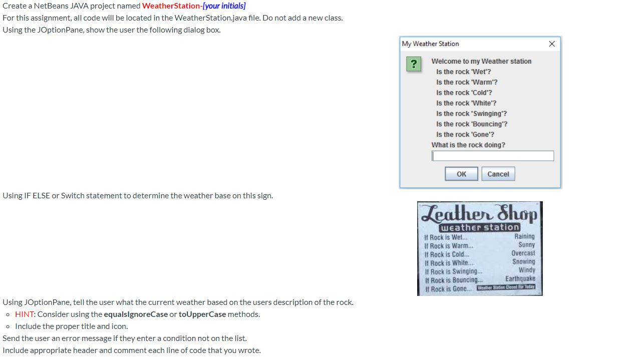 Solved Create a NetBeans JAVA project named Weather | Chegg.com