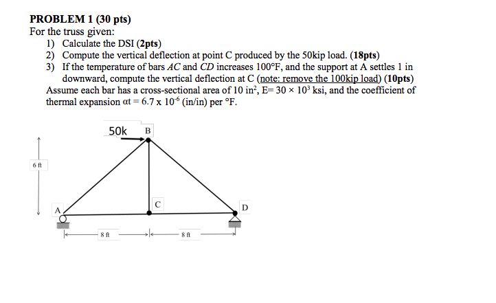 Solved PROBLEM 1 (30 pts) For the truss given: 1) Calculate | Chegg.com