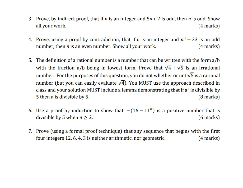 3 Prove By Indirect Proof That If N Is An Integer 