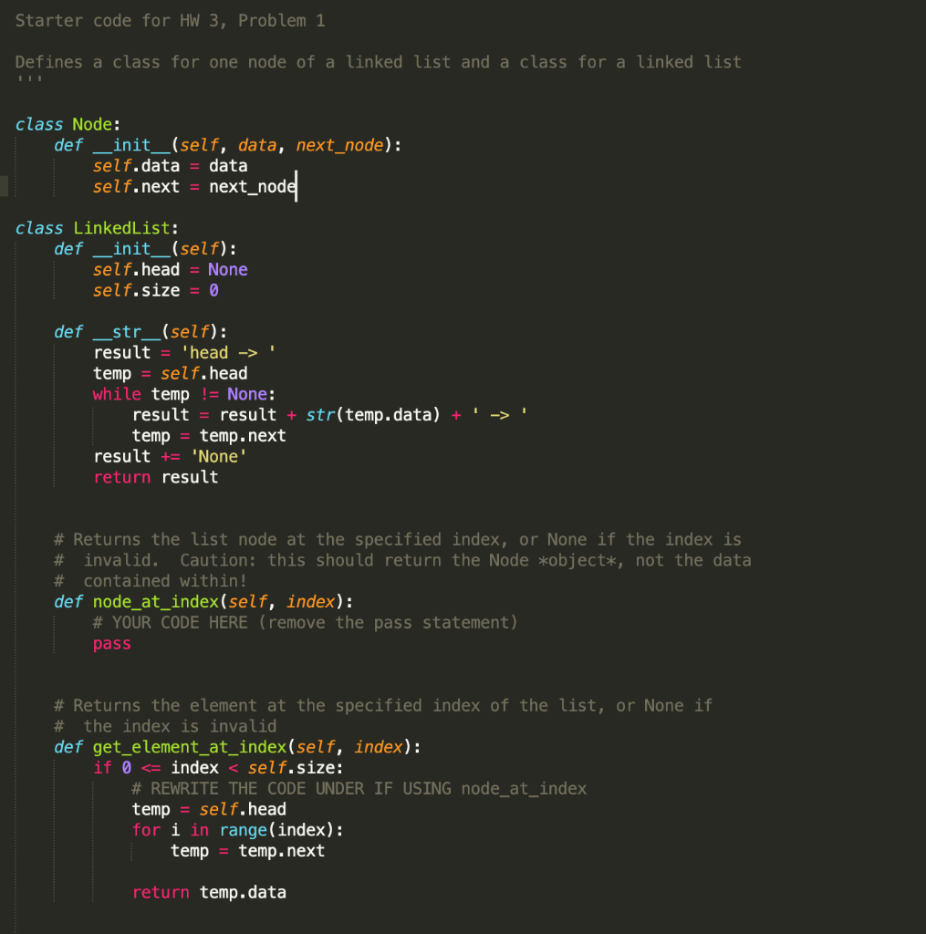Solved 1 Starting From The Provided Linked List Py File
