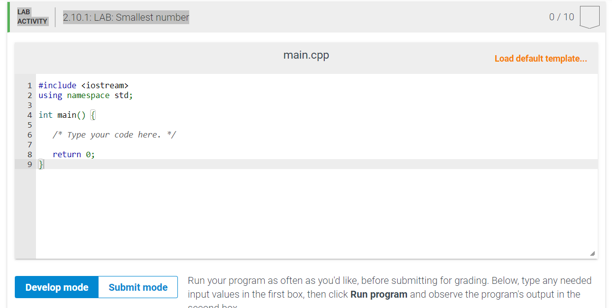 Solved 2.10 LAB: Smallest numberInstructor note:Important | Chegg.com