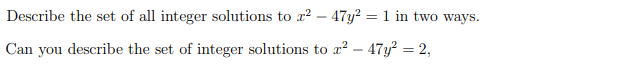 Solved Describe the set of all integer solutions to | Chegg.com