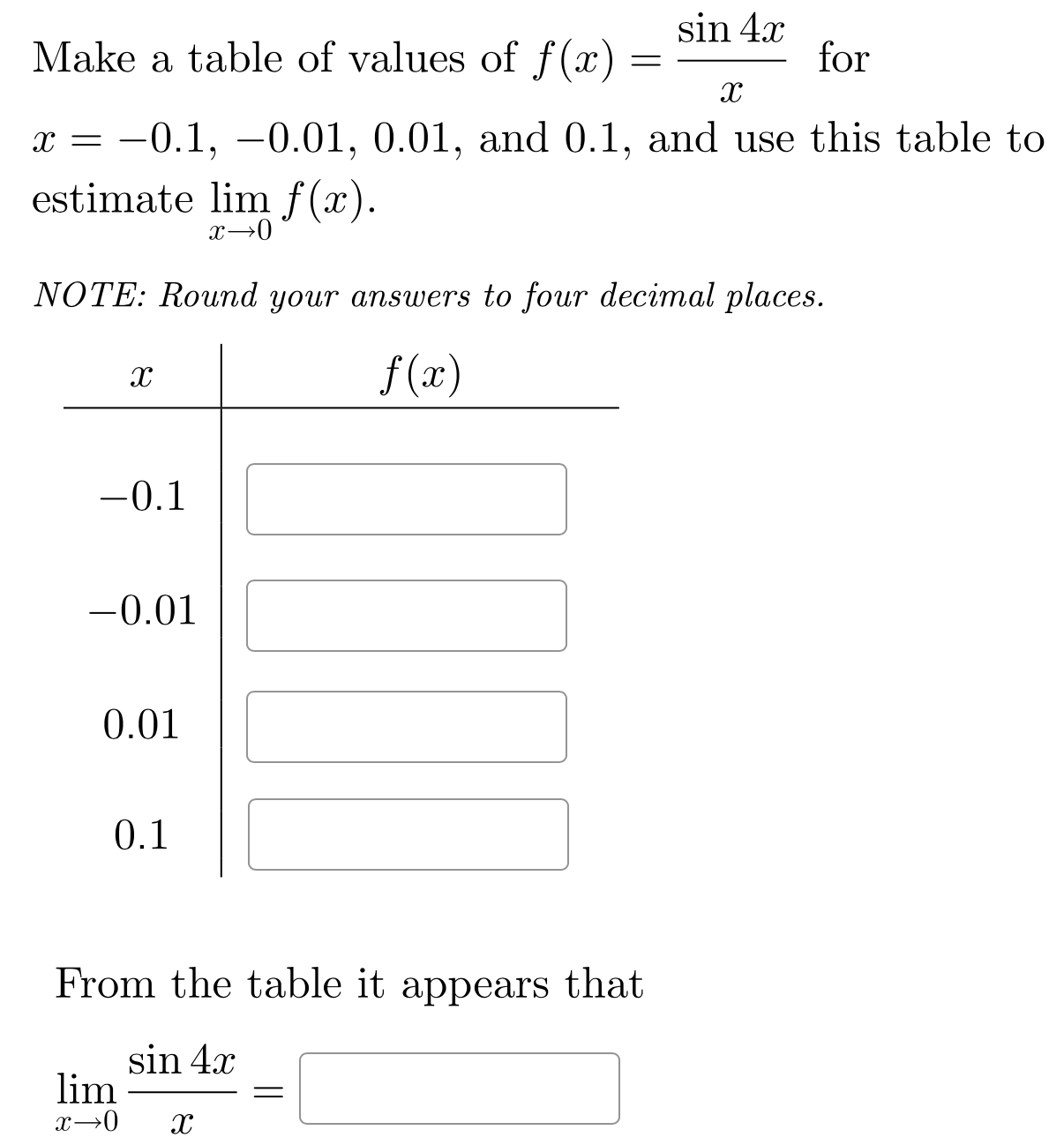 Make a table of values of f(x)=xsin4x for | Chegg.com