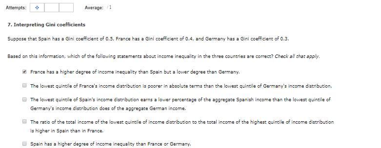 Solved Attempts: Average: /1 7. Interpreting Gini | Chegg.com Solved Attempts: Average: /1 7. Interpreting Gini | Chegg.com