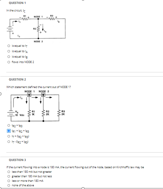 Solved QUESTION 1 In the circuit. Ic NODE 1 NODE 2 O is | Chegg.com