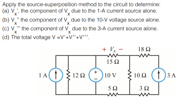 Solved Apply the source-superposition method to the circuit | Chegg.com
