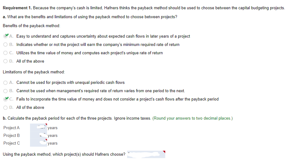 Solved an analysis of the three projects under consideration | Chegg.com