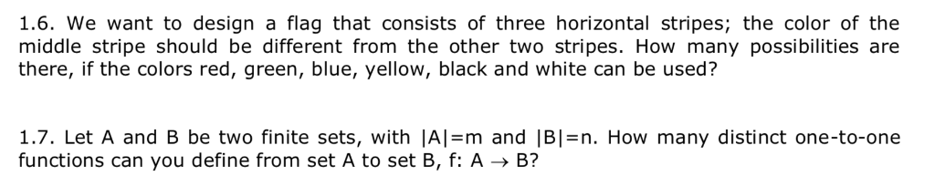 Solved 1.6. We want to design a flag that consists of three | Chegg.com