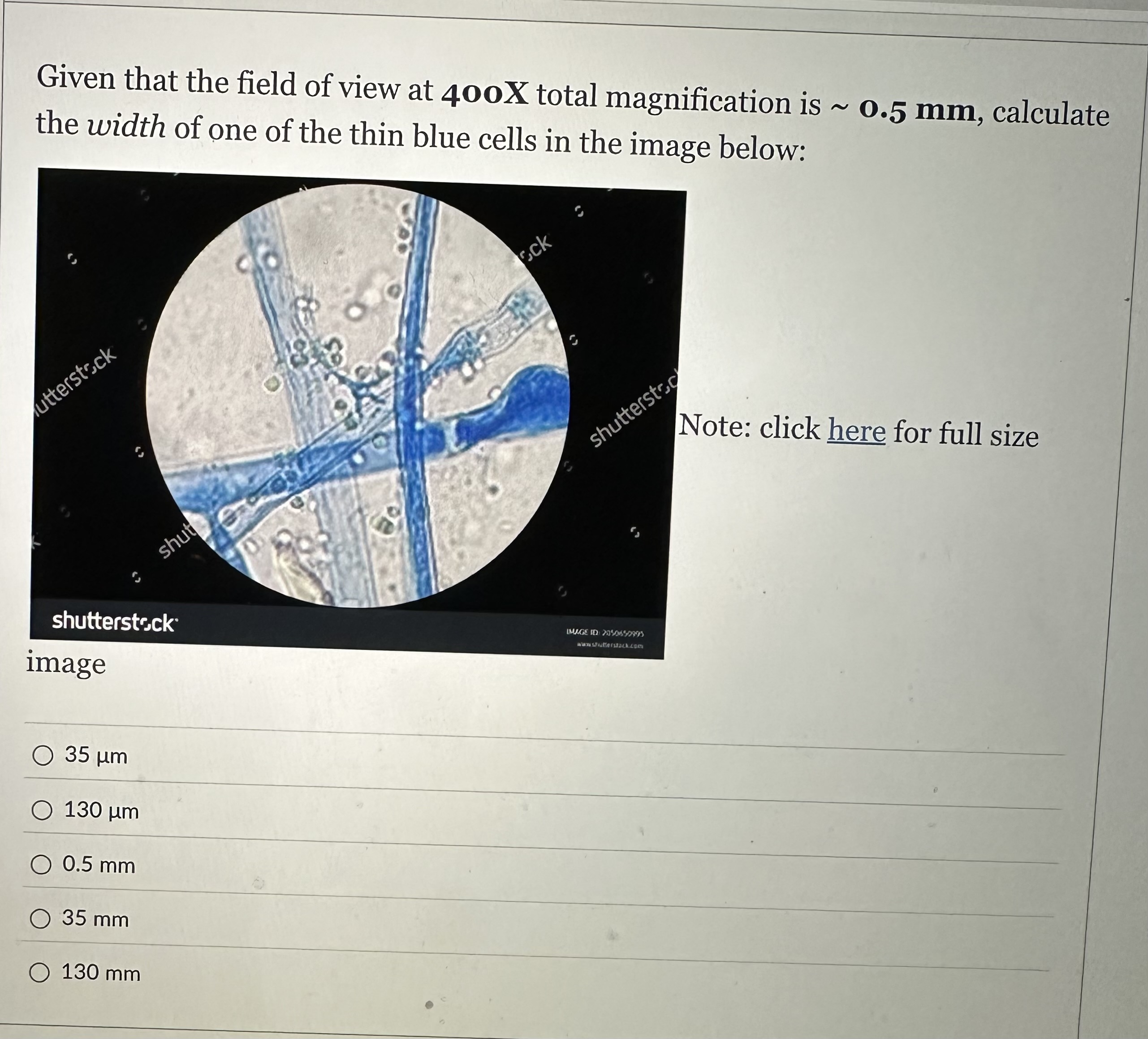 Solved Given that the field of ﻿view at 400x ﻿total | Chegg.com