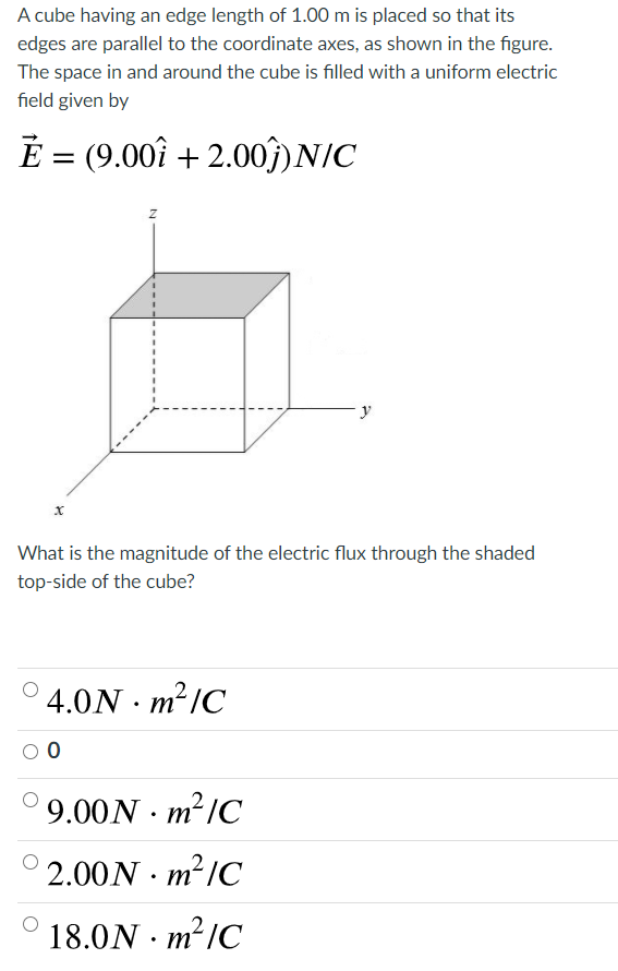 Solved A cube having an edge length of 1.00 m is placed so | Chegg.com