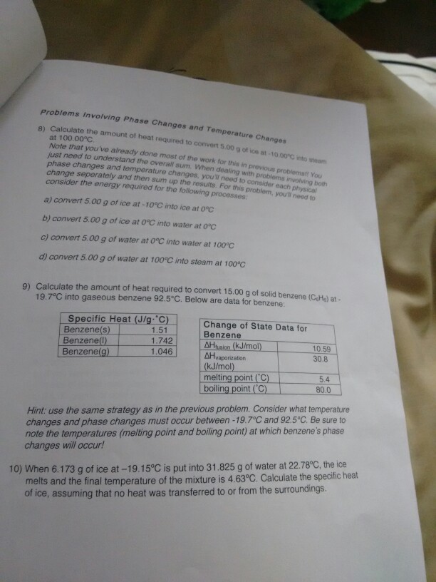 Solved Problems Involving Phase Changes and Temperature | Chegg.com