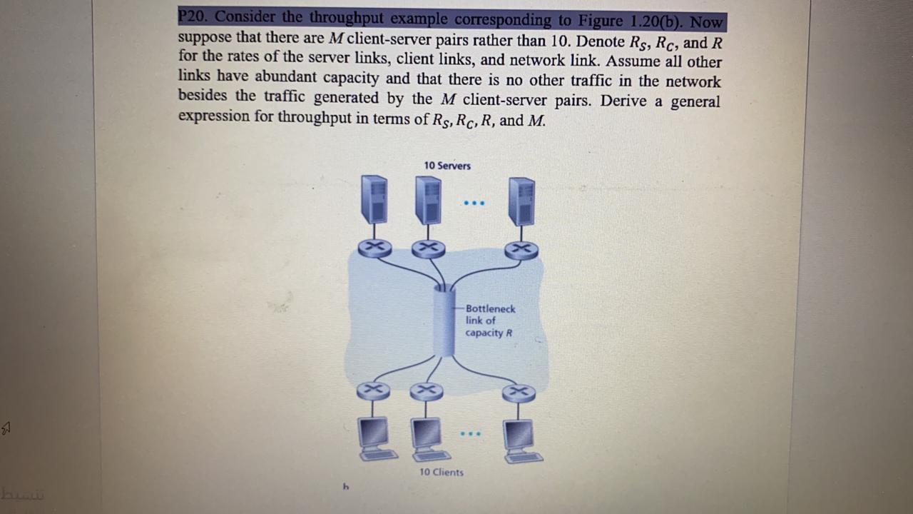Solved P20. Consider the throughput example corresponding to | Chegg.com