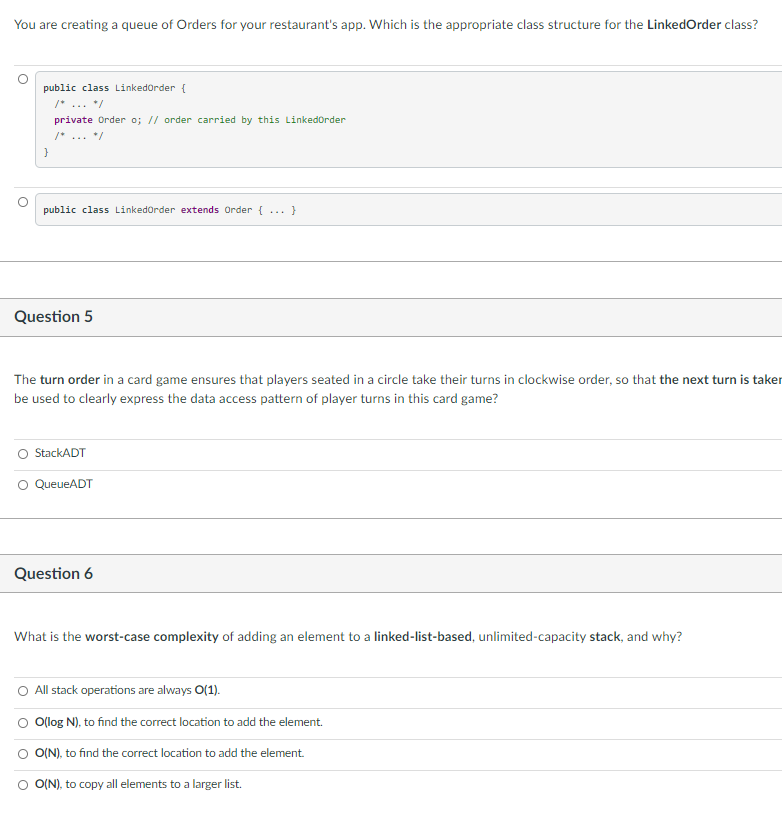 Solved You are creating a queue of Orders for your | Chegg.com