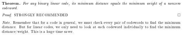 Solved Theorem For Any Binary Linear Code Its Minimum 
