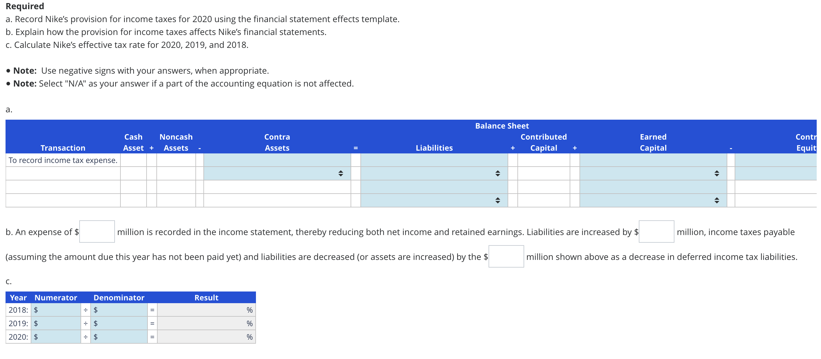 Recording Income Tax Expense (FSET) Nike, Inc., | Chegg.com