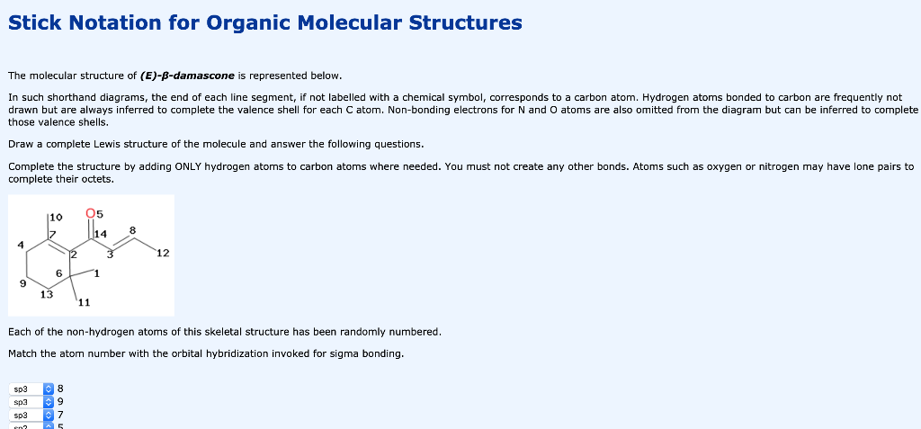 Solved Stick Notation for Organic Molecular Structures The | Chegg.com