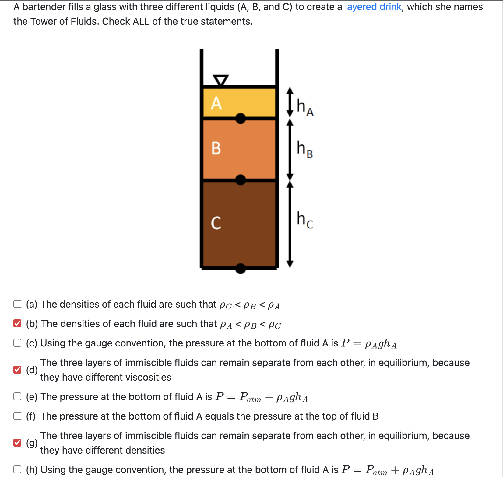 Solved A bartender fills a glass with three different | Chegg.com