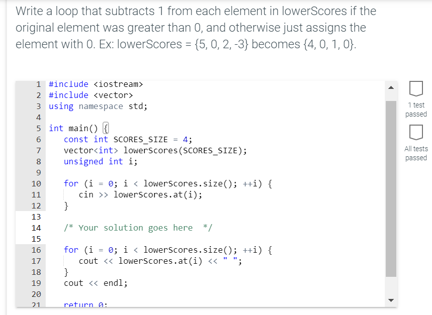 Solved Write a loop that subtracts 1 from each element in | Chegg.com