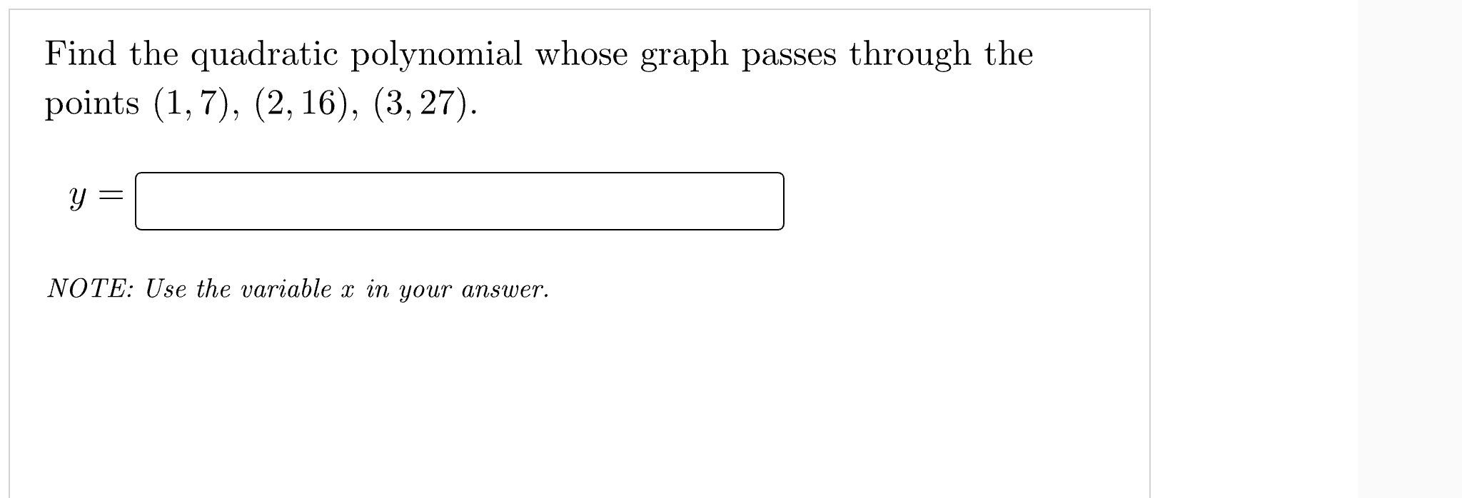 Solved Find the quadratic polynomial whose graph passes | Chegg.com