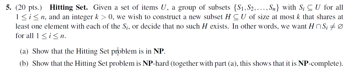 Solved Hitting Set. Given a set of items U, a group of | Chegg.com