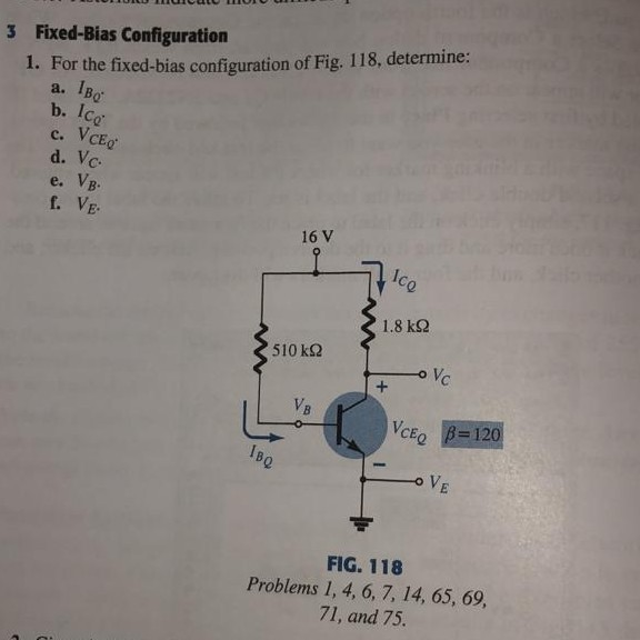 Solved 3 Fixed-Bias Configuration 1. For the fixed-bias | Chegg.com