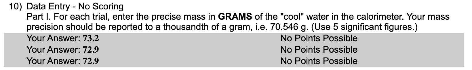 Solved Scoring Scheme: 3-3-2-1 Part I. For each trial, | Chegg.com