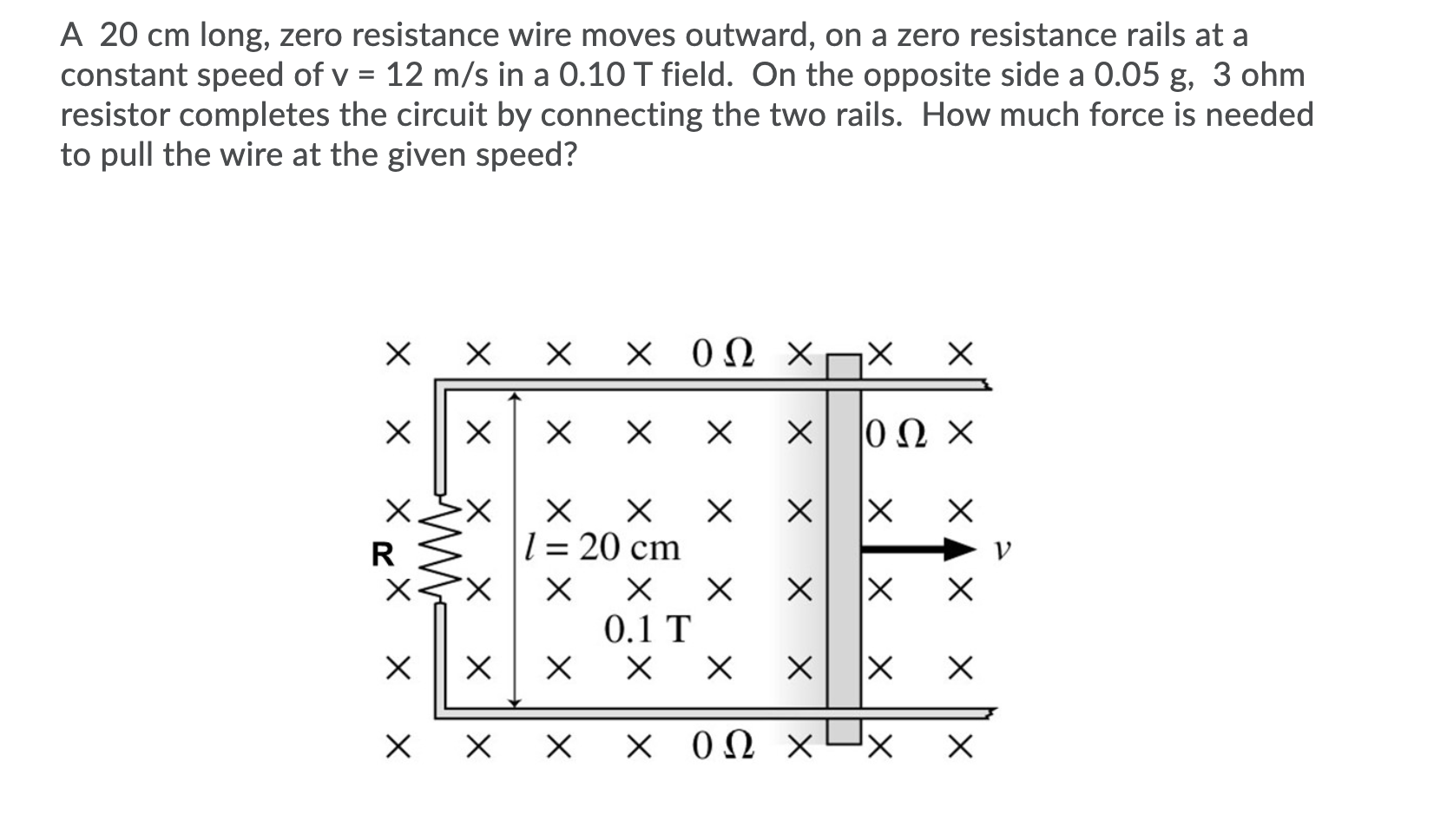 Solved A 20 cm long, zero resistance wire moves outward, on | Chegg.com
