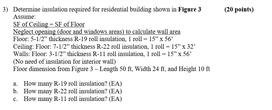 Solved Determine insulation required for residential | Chegg.com